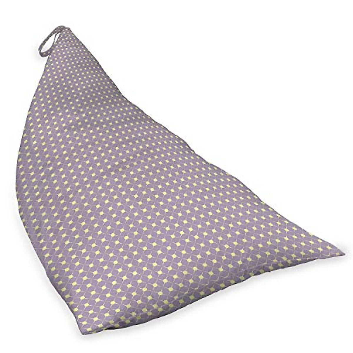 Lunarable Geometric Lounger Chair Bag, Crosswise Checkered Pattern with Dots on The Corners Retro Design, High Capacity Storage with Handle Container, Lounger Size, Pale Yellow and Purple