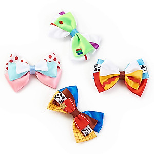 JiaDuo Baby Girls Hair Bow Clips 4pc Cartoon Birthday Party Dress Up Accessories 4 Inch