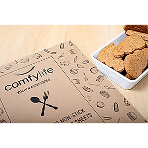 Comfylife 120 x Parchment Paper Sheets - No Curl, No Tear, No Burn Baking Paper (16 x 12 inch) – Precut Parchment Paper For Baking – No Chemical Unbleached Parchment Paper – Cookie Paper Baking Sheets