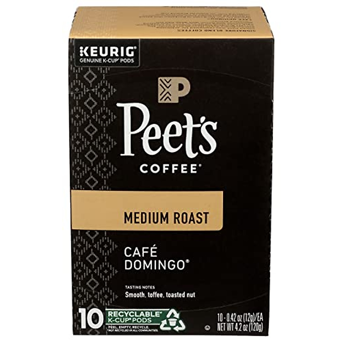 Peet's Coffee Cafe Domingo K Cup Coffee Pods for Keurig Brewers, Medium Roast, 10 Pods, 3.1 Lb