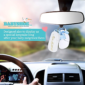 BabyShoe Personalized Baby Boy Christening Shoes – Baptism Leather Lace Up Shoes with Hand Embossed Name & Date – Special Occasion Newborn Church Shoes with Blue Ribbon - Great Idea