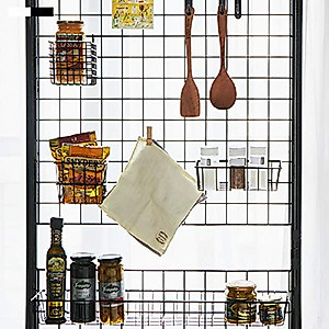 Casamaru Magic Partition Steel MESH Basket with Hook for Wire Wall Grid & Panel [Black,Medium]