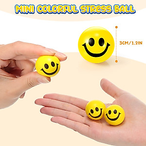 200 Pack Smile Face Stress Balls Mini Stress Balls 1.2 Inch Colored Soft Foam Stress Balls Funny Face Small Stress Balls for Teens Adults Stress Relief Balls Party Reward Gift (Yellow)