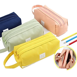 FRREP Large-Capacity Canvas Pencil case, Double-Layer Pencil case, Simple Multi-Function Pencil case, Stationery Box (Color : Dark Grey)
