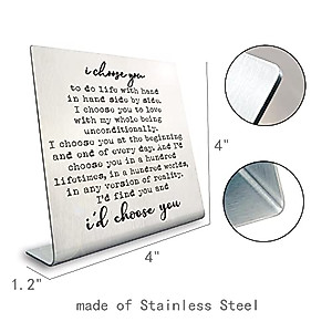 I Choose You Marriage Sign, Wedding Anniversary Presents Gift for Wife, Him, Husband, Groom, Bride, Engagement Anniversary Valentines Day Gifts Sign for Desk Table Counter Shelf Decoration