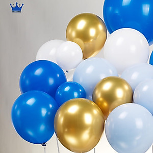 Kozee Winter Blue white balloon Garland Arch Kit 138PCS with Double stuffed Dusty Blue royal blue Balloons for baby shower boy 1st birthday party anniversary graduation decorations