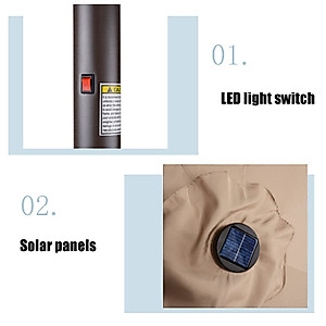 YUDIZWS Patio Umbrella for Outdoor Market Table-8 Ribs 9Ft Double-Sided Sun Umbrella Garden Parasol Patio Sun Shade Outdoor with LED Solar Light