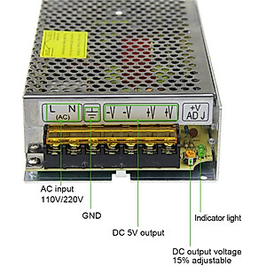 ALITOVE 5V 20A 100W AC to DC Power Supply Transformer Adapter Converter LED Driver for WS2812B WS2811 WS2813 WS2801 APA102 LED Strip Pixel Light CCTV Camera Security System, AC 110V/220V Input