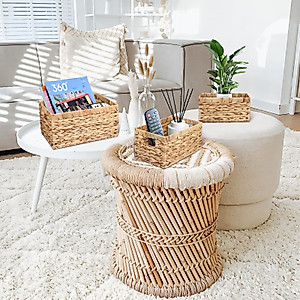 Wicker Baskets for Storage Organizing - 3 Pack Large Wicker Bins ＆ Medium Water Hyacinth Storage Baskets with Small Hand Woven Baskets for Home Organization Pantry Shelf