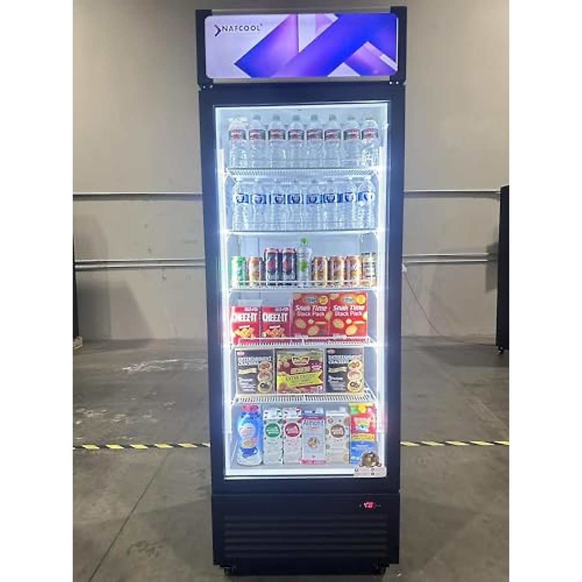 NAFCOOL Commercial Beverage Refrigerator Display Fridge, Tall Slim Single Door Merchandiser Drink Cooler with LED Light Adjustable Shelves,ETL and NSF Approval,18.5 Cu Ft,25" Wide