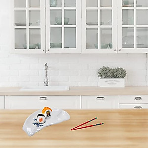 Unique Japanese White Melamine Divided Plate with Bamboo Design, Sushi and H'orderves Serving Platter for Meals, 8.25 x 5.5 Inches