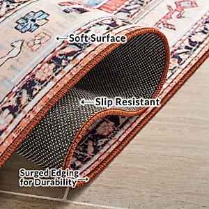 SAFAVIEH Tucson Collection Area Rug - 4' Square, Beige & Blue, Persian Medallion Design, Non-Shedding Machine Washable & Slip Resistant Ideal for High Traffic Areas in Living Room, Bedroom (TSN104B)