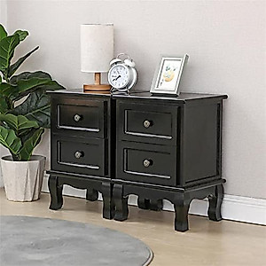 HIGOH Bedside Table Bedside Table Two Drawers Mini Practical Cabinet Beauty Bedroom Nightstands Saving Space Bedroom Furniture
