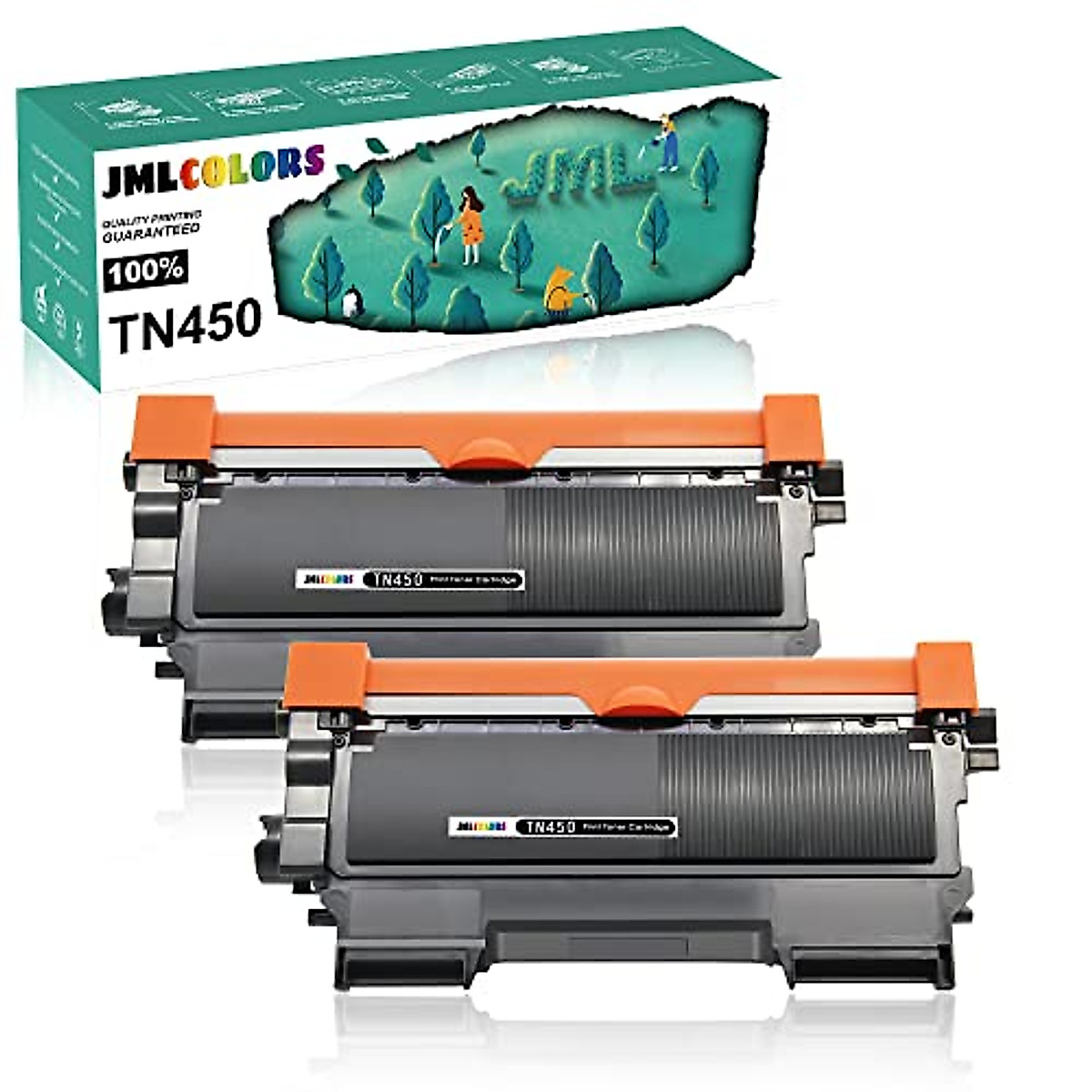 JMLCOLORS TN-450 TN-420 Compatible Brother TN450 TN420 Toner Cartridges Replacement for HL-2270DW HL-2280DW HL-2230 HL-2240 MFC-7860DW MFC-7360N DCP-7065DN Intellifax 2840 2940 Priner(2 Black)