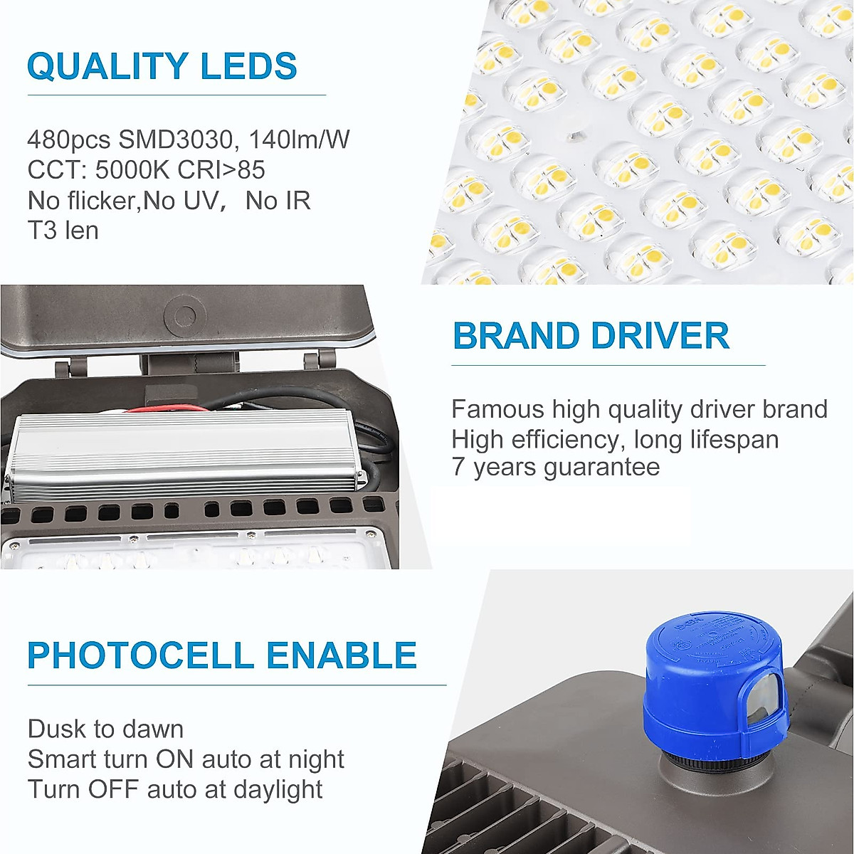 320W LED Parking Lot Lighting 44800LM 5000K LED Pole Lights Outdoor with Slipfitter Mount, Dusk to Dawn LED Street Light for Commerical Parking Lot-2Pack