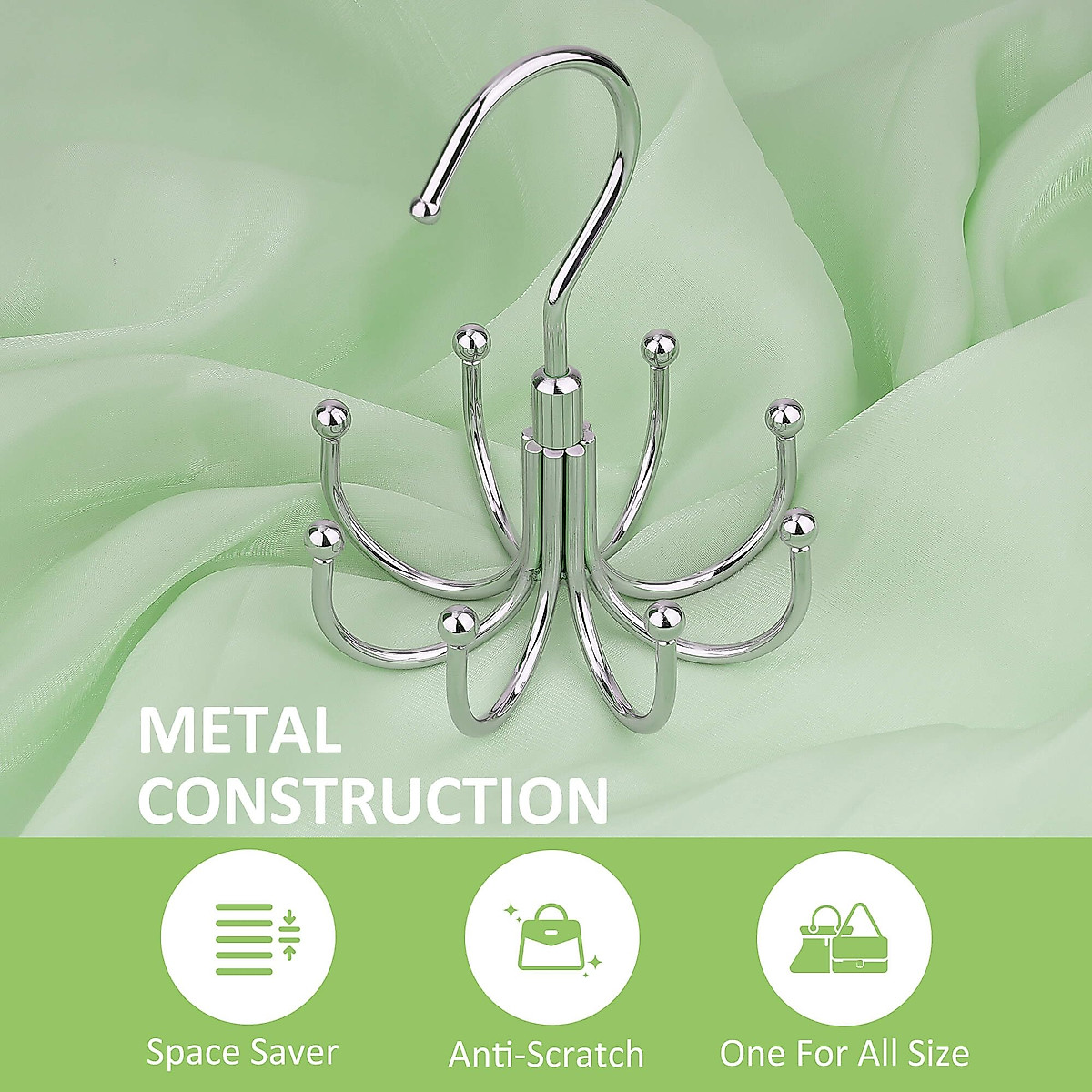 OMHOMETY Bra Hanger for Closet, Tank Top Organizer, Max 24 Capacity Rotatable Metal Space Saving Hanger Sport Bra Storage, Silver 1 Pack