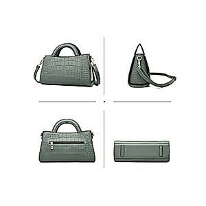 SMALLBLUER Women Crocodile Pattern Handbag Commuter Shoulder Bag Crossbody Bags-Black