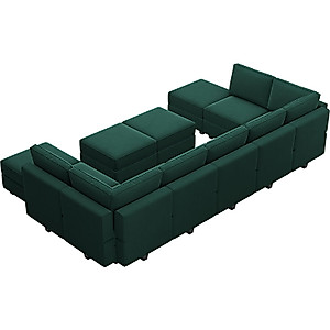 Belffin Oversized Modular Sectional Sofa Velvet U Shaped Couch with Storage Ottomans Modular Sectional Couch with Reversible Chaise Convertible Sectional Sleeper Sofa Velvet Green