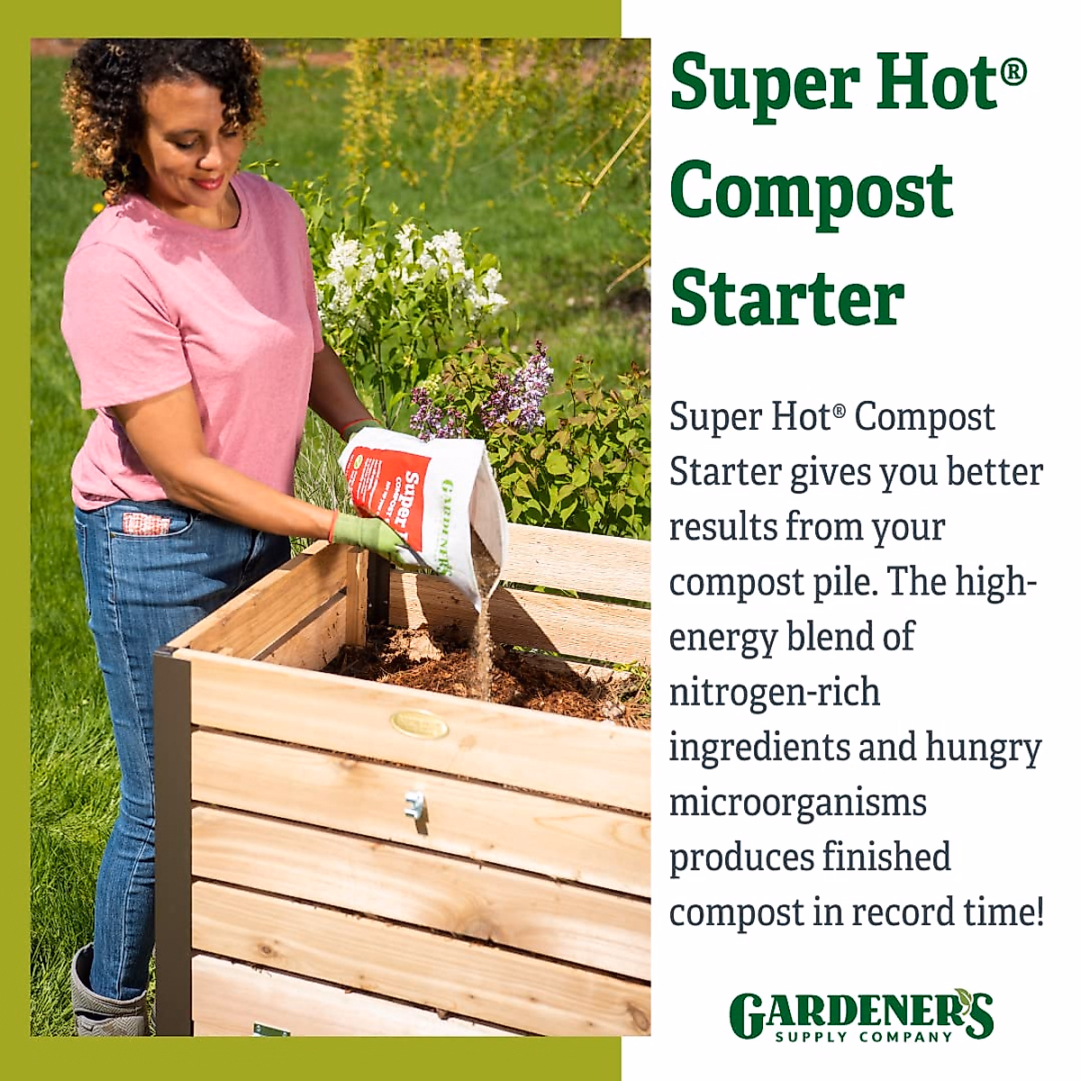 Gardeners Supply Company Super Hot Compost Starter | Compost Pile and Kitchen Waste Ultimate Booster | Activates 8 Bushels of Composts Materials Pile | 7 Pound Resealable Bag