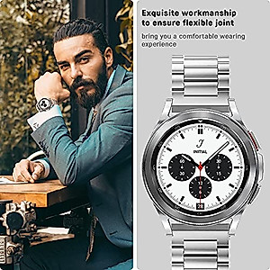 SPGUARD Galaxy Watch 5 Band Pro 45mm/44/40 & Galaxy Watch 4 Band Watch 4 Classic 42mm/46mm 20mm Metal Bands Compatible with Samsung Galaxy Watch5/4 for Men Women Steel Bands Strap(Silver)