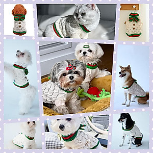 Plemonet Pet Dog Clothes Sweater Dress Knitwear Bowtie Soft Thickening Warm Pup Dogs Shirt Winter Holiday (Large)