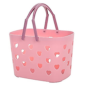 yungluner Plastic Storage Basket with Handles Hollow Shower Caddy Basket with Holes Bathroom Organizer Tote Toiletry Bag Basket Box Organizer