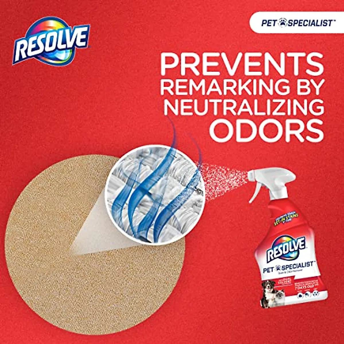Resolve Pet Specialist Carpet Cleaner, Pet Stain and Odor Remover, Carpet Cleaner Spray, 32fl oz Spray & 60fl oz Refill
