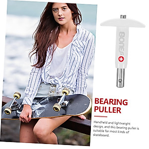 TIDTALEO Skateboard Remover Metal Bearing Pullers Hub Puller Skateboard Bearings Remover Tool Roller Skate Bearing Tools Roller Skating Accessories Wheel Driver White Stainless Steel