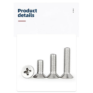 COYOUCO 500 PCS M5 X 6/8/10/12 Mm Flat Countersunk Head Machine Screws, Phillips Drive, 304 Stainless Steel, Full Thread,M5*12 500