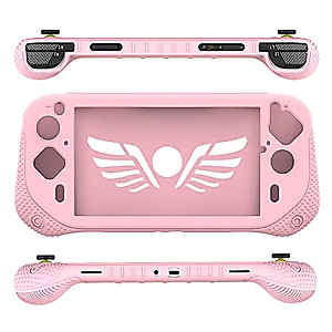 Silicone Cover Case for Logitech G Cloud Gaming Handheld, Protective Skin Sleeve for Logitech G Cloud Gaming Console Screen Film Protector Accessories (Pink Case and Sreen Film)