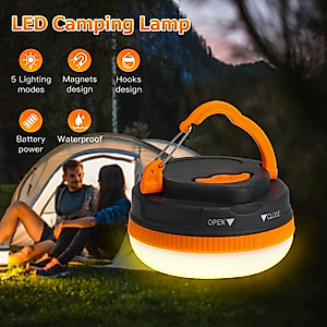 Yizhet 2 Pack LED Camping Lantern, USB Rechargeable Camping Lamp Flashlights & Power Bank, Camping Light with Magnetic Base 3 Modes Waterproof Portable Outdoor Tent Light for Hiking Fishing Camping