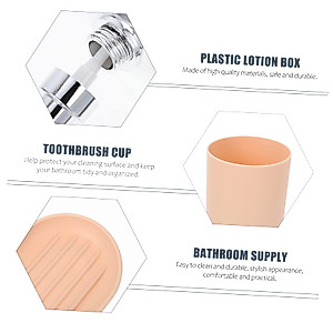 Zerodeko 1 Set Bathroom Set Bathroom Accessories Set Toothbrush Holder White Accessories Plastic Hand Soap Dispenser New Apartment Essentials Vanity Countertop Accessory Bathroom Soap Tray