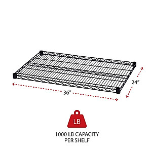 Alera SW583624BL Industrial Extra Wire Shelves, 36w x 24d, Black (Case of 2)