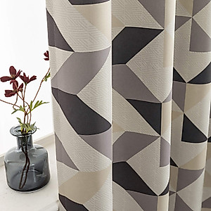 SNLARFOX Geometric Fabric Blackout Curtain, Ombre Blue Cubes Like Print Diamond Polyester Window Curtain Set, 63-Inch Living Room/Home Decor Curtains