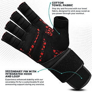 RDX Weight Lifting Gloves Gym Workout, Maya Hide Leather, 50CM Long Wrist Support, Full Palm Protection, Powerlifting Strength Training Deadlifting Bodybuilding Exercise, Ventilated Men Women Home Gym