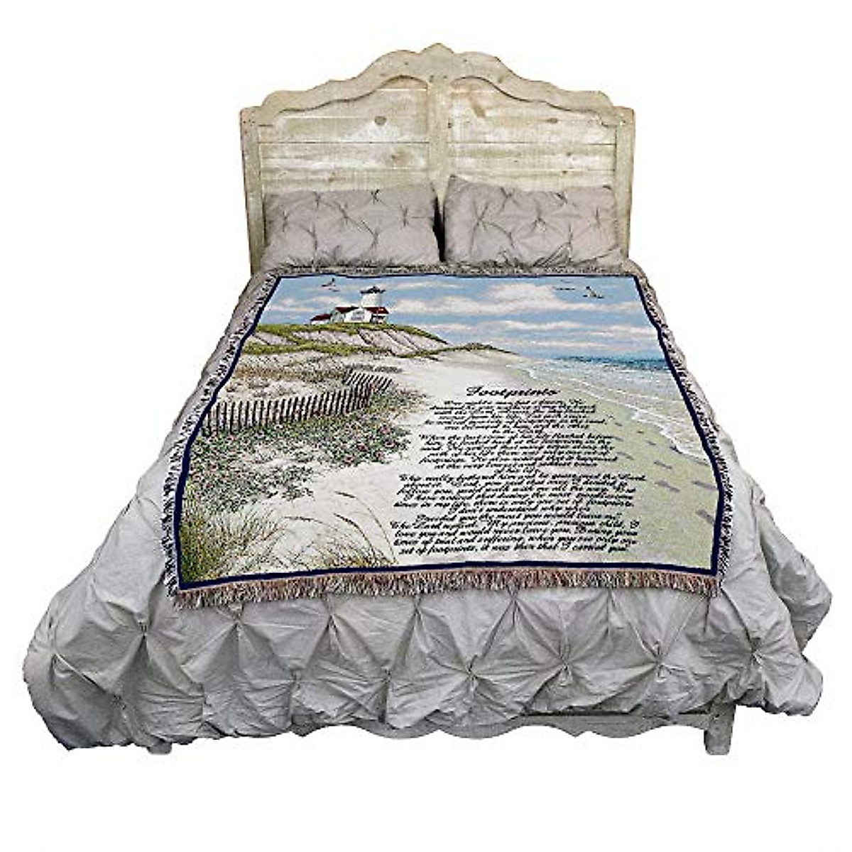 Pure Country Weavers Jesus Footprints in The Sand 2 Blanket - Religious Gift Tapestry Throw Woven from Cotton - Made in The USA (72x54)