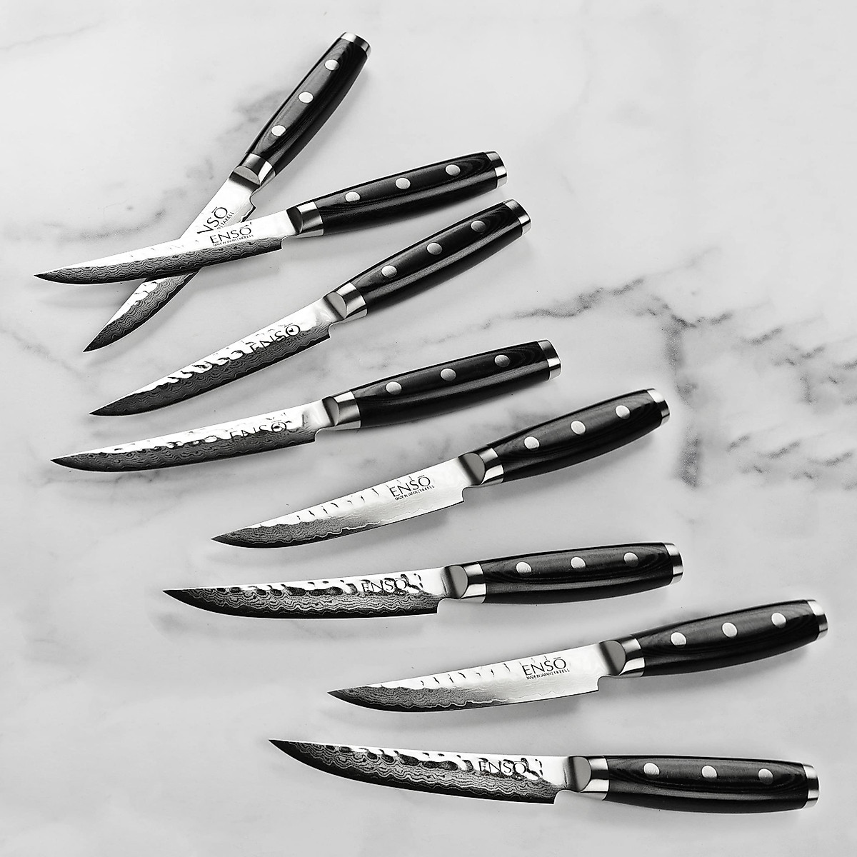 Enso Knife Set - Made in Japan - HD Series - VG10 Hammered Damascus Japanese Stainless Steel with Acacia Knife Block - 25 Piece