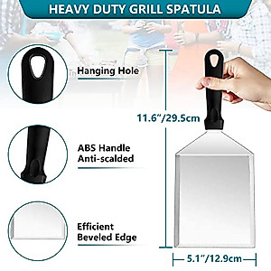 Leonyo Hamburger Spatula & 8.2x4.2 Inch Rectangular Burger Press, Heavy Duty Griddle Metal Turner Flipper & Stainless Steel Smash Bacon Grill Press for Flat Top BBQ Cheese Burger Patty, Plastic Handle