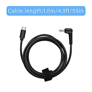 GINTOOYUN Type C to 90 Degree DC 4.8 x 1.7 mm Power Charging Cable USB-C Male Output to DC Input Power PD Charge Cable fit for Laptop 65W 12V (59inch)