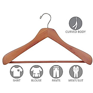 Deluxe Cedar Suit Hanger, Box of 6, 2 Inch Wide Hangers with Solid Wood Pant Bar by The Great American Hanger Company