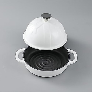 HAWOK Cast Iron Bread Cloche, Dia. 6.3inch/16cm, Sourdough Baking Pan Enameled White