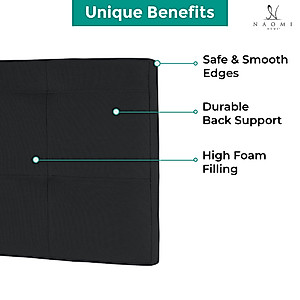 Jessenia Queen Headboard Only, Height Adjustable Bed Headboard Queen Size, Square Tufted Headboard Queen Size with 12 Positions, Metal Legs, Wall/Bed Mount, Linen Fabric Headboard Queen, Black