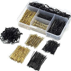 300 Pcs Hair Pins Kit, Including 100 Pcs Bobby Pins, 100 Pcs U Hair Pins, 100 Pcs Black Rubber Hair Bands, Hair Pins for Kids Girls and Women, Made of Metal, Not Easy to Fade, Which is Durable to be