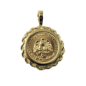 TEX 14k Yellow Gold Pendant, Dos Pesos Coin, Approx 4.3g