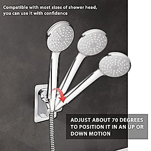 WXJ13 2 Pieces Strong Adhesive Shower Head Holder,No Drilling Wall Mounted Shower Bracket