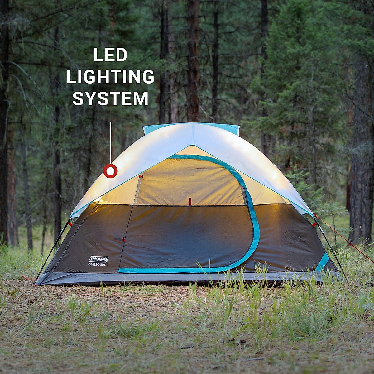 Coleman OneSource Rechargeable 4/6 Person Camping Tent with Airflow System & LED Lighting, Includes Rainfly, Tent Fan, Lights, and Interchangeable Battery Pack, Easy Setup Tent for Camping