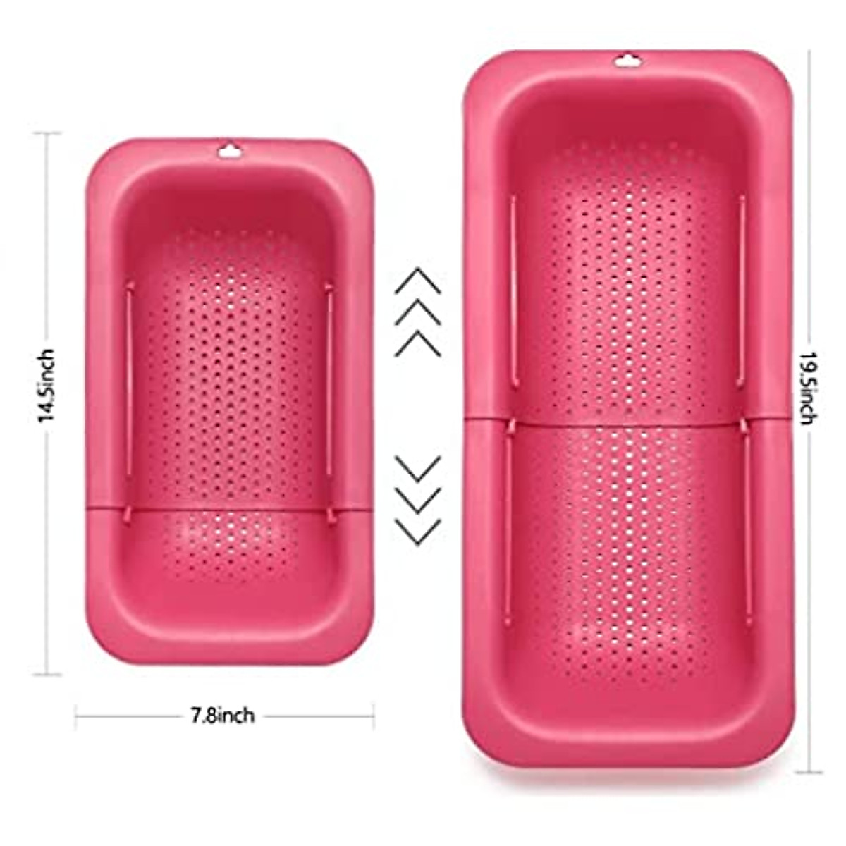 AHASON'S Adjustable Over The Sink Colander | Strainer 3 in1 Rinse Drain Dry |Food Grade Heat Resistant BPA free Dishwasher Safe | Drain Cooked Pasta Noodle | Dry Dishes Space Saver (Rose Red)