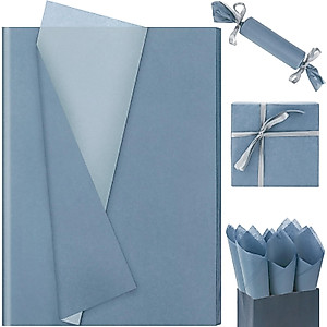 100 Sheets Dusty Blue Tissue Paper, 20x14in Dusty Blue Gift Wrapping Paper Solid Color DIY Art Craft Tissue for Wedding Gift Bags Fillers Birthday Baby Shower Party Decor (Dusty Blue)