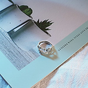 STJERNES s925 Sterling Silver Relaxing Rings For Women，Adjustable Stacking Spinning Worry Ring，Jewelry for Best Friends