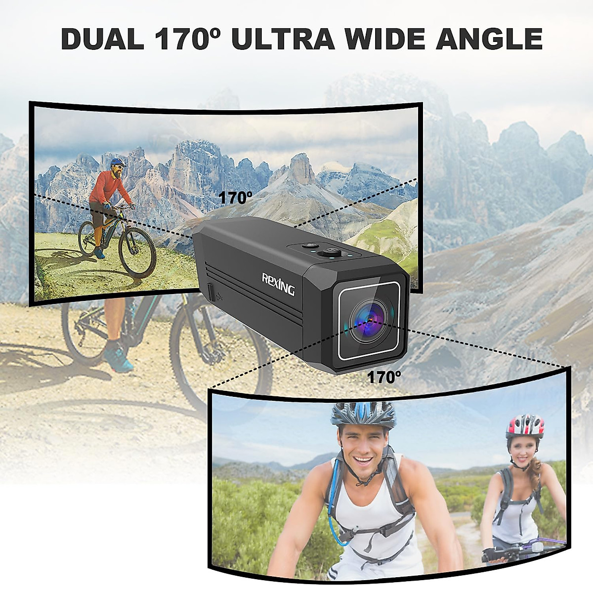RexingUSA A1 Two-Way Action Camera 1080p@30fps, Wi-Fi Connectivity, Broad View, Wrist Remote Control, IMX307 Sensor, Water-Resistant, Extreme Sports Camcorder for Motorcycles, Bicycles, Hiking, Cars